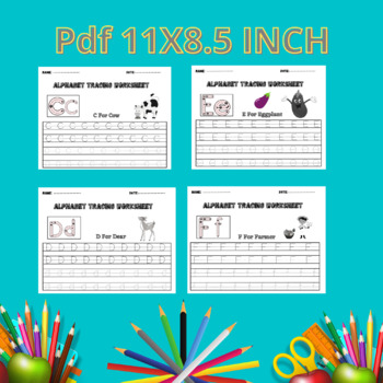 Tracing and Writing Alphabet Letters Worksheets, Handwriting Practice ...