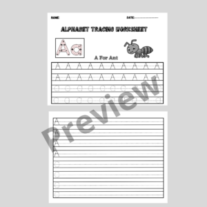 Tracing and Writing Alphabet Letters Worksheets, Handwriting Practice ...