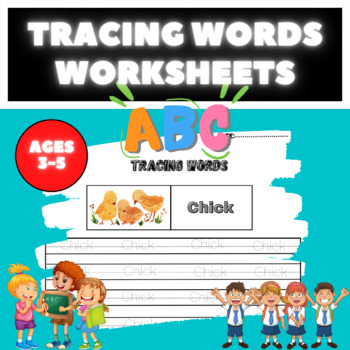 Tracing Words Worksheet for Kids Ages 3-5, Words Handwriting Practice ...