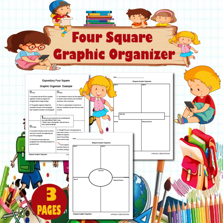 Four Square Graphic Organizer / 4-Square Essay Writing Organizers ...