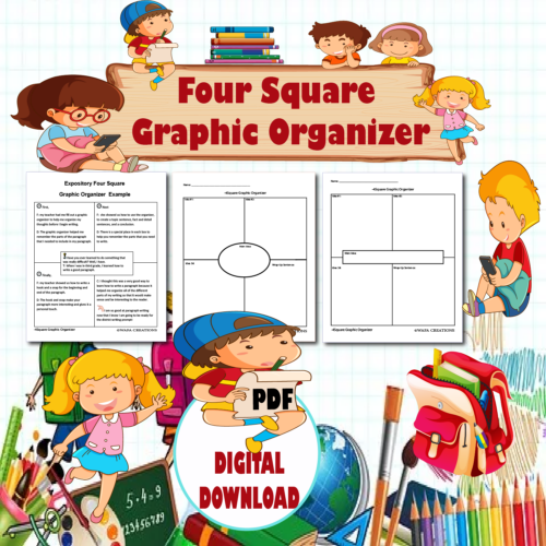 Four Square Graphic Organizer / 4-Square Essay Writing Organizers ...