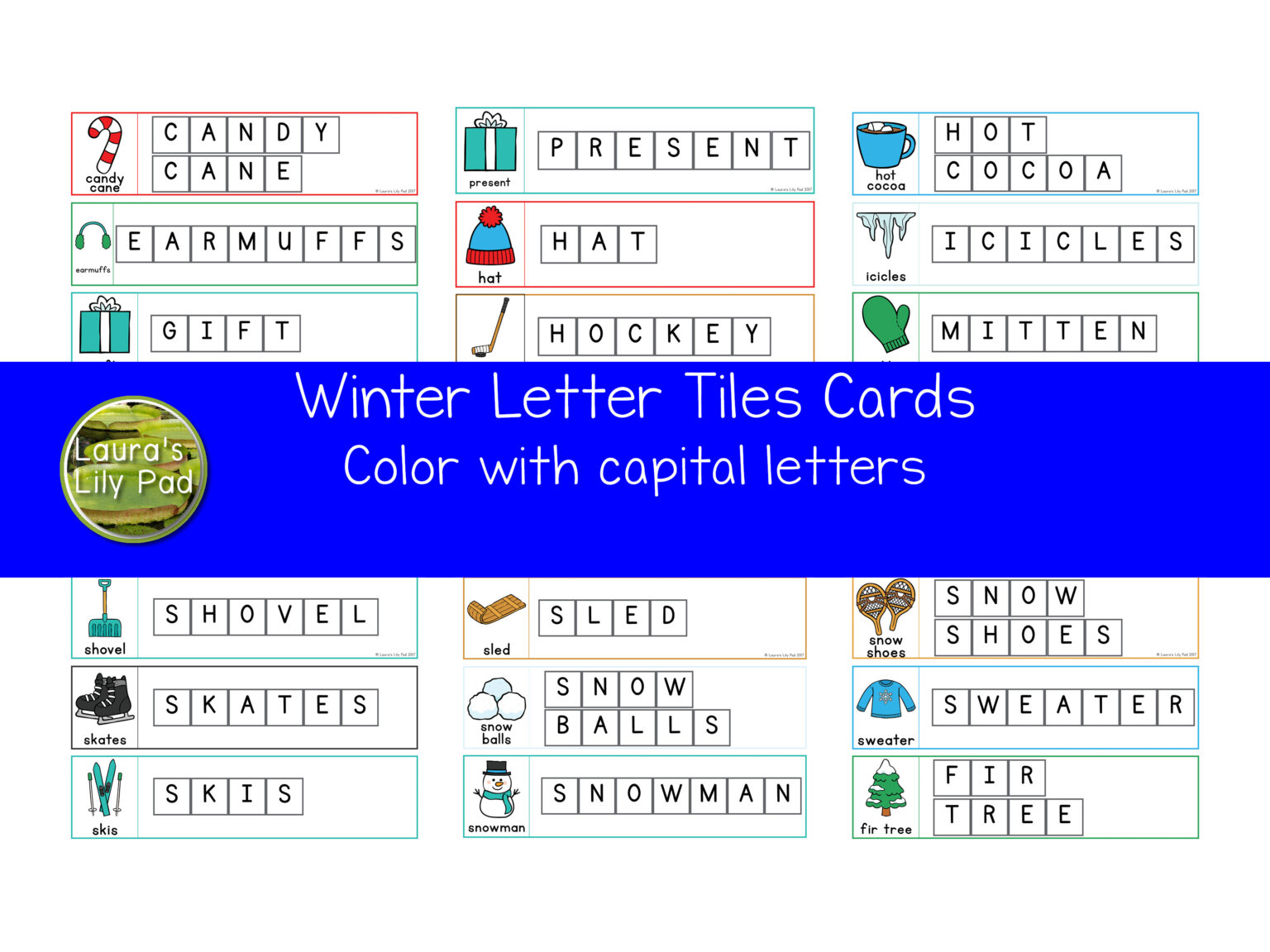 Winter Word Letter Tiles Cards | Made By Teachers