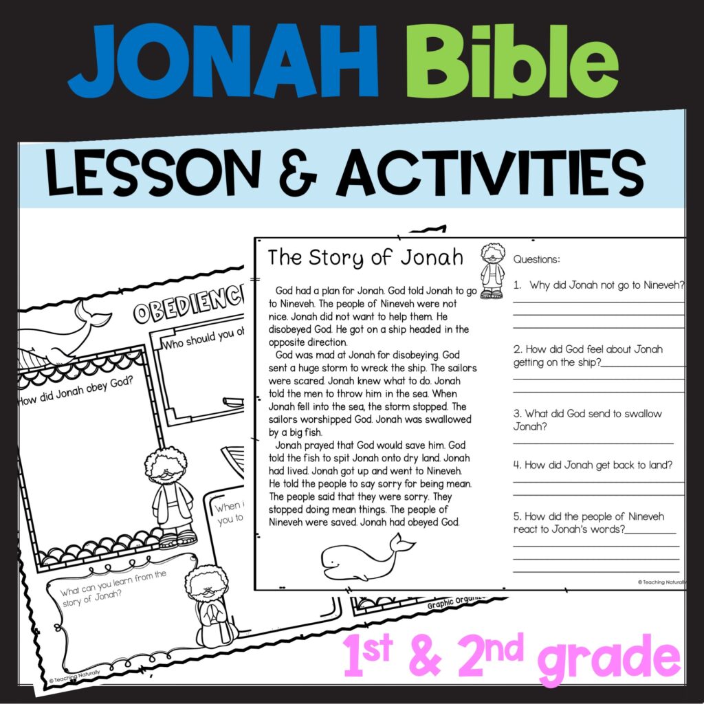 Jonah and the Big Fish Whale Bible Lesson and Activities 1st 2nd grades | Made By Teachers