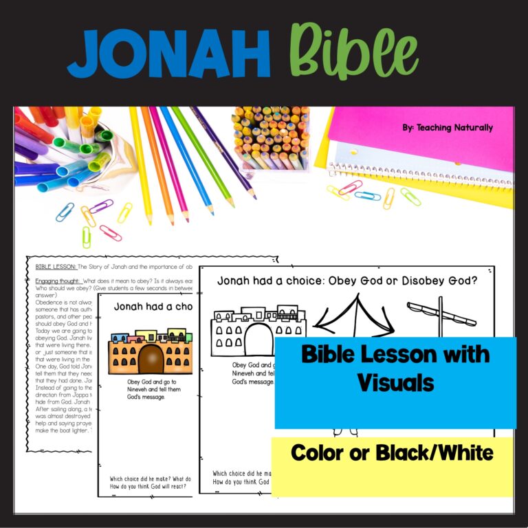 Jonah and the Big Fish Whale Bible Lesson and Activities 1st 2nd grades ...