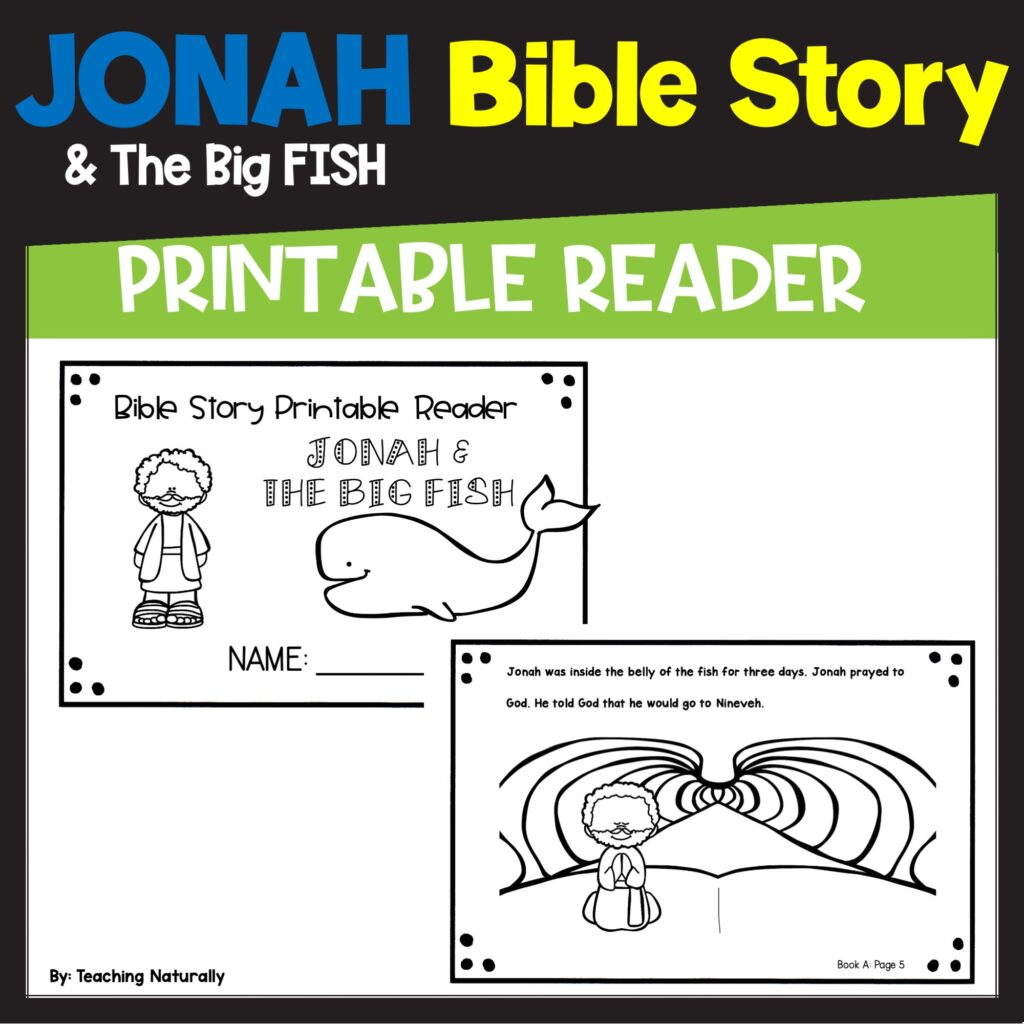 Jonah and the Big Fish Whale Bible Story Printable Reader | Made By ...