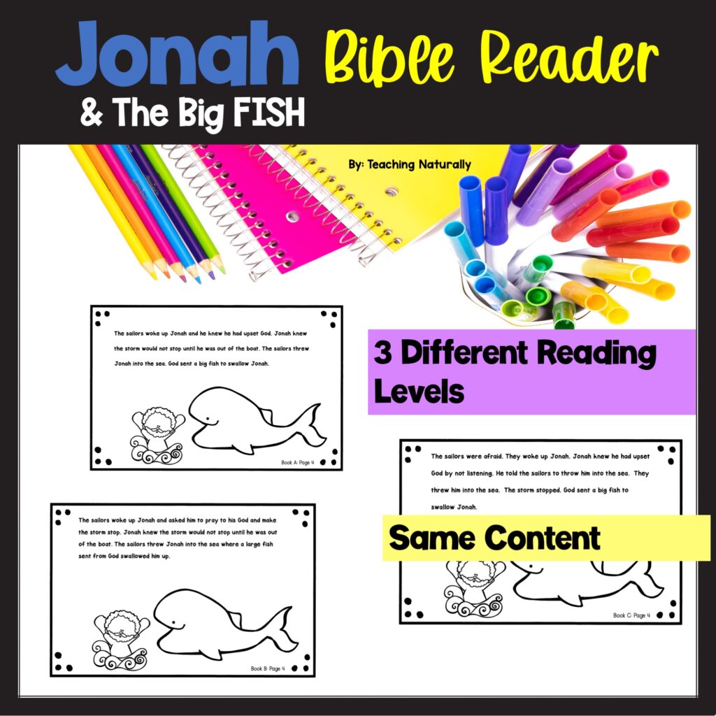 Jonah and the Big Fish Whale Bible Story Printable Reader | Made By ...