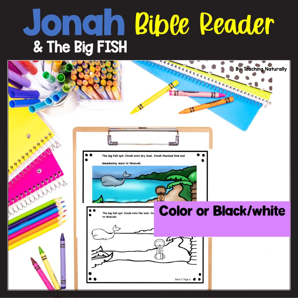 Jonah and the Big Fish Whale Bible Story Printable Reader | Made By ...