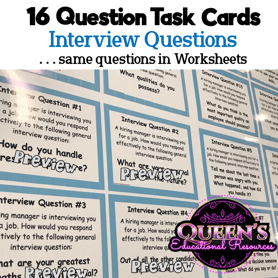 Interview Questions Task Cards and Worksheets | Made By Teachers