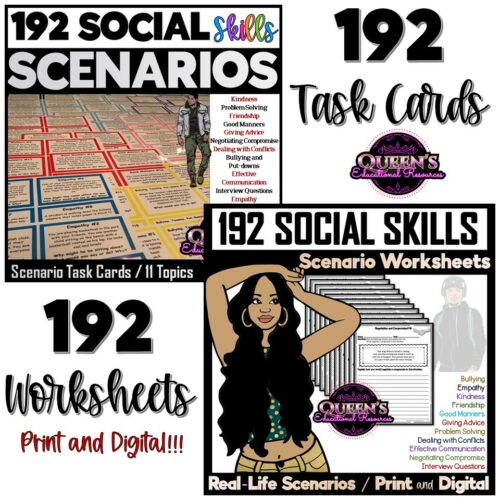 Social Skills Scenario Task Cards and Worksheets BUNDLE | Made By Teachers