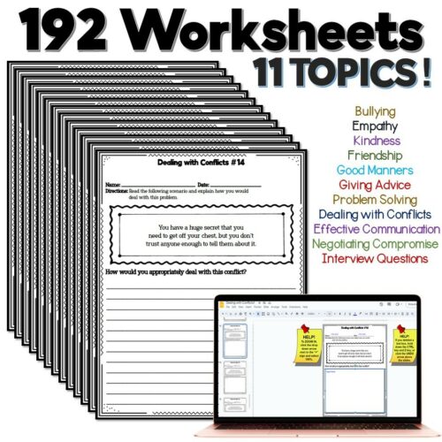 Social Skills Scenario Task Cards and Worksheets BUNDLE | Made By Teachers