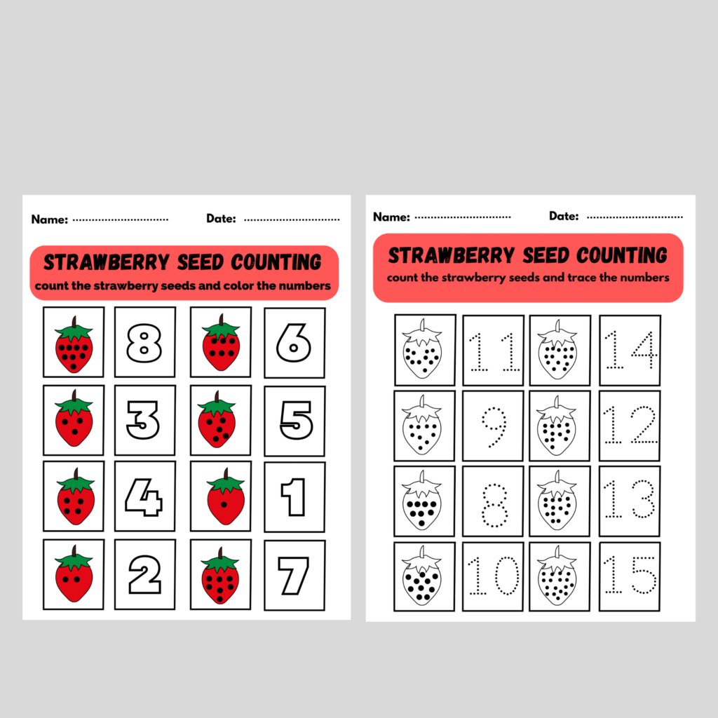 strawberry Seed Counting to 20 Worksheet,Kindergarten Morning Work ...