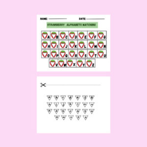 Strawberry Alphabet Matching Worksheet, letters a-z cut and paste ...