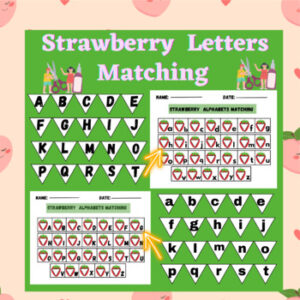 Strawberry Alphabet Matching Worksheet, letters a-z cut and paste ...