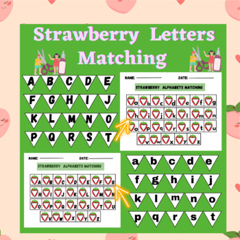 Strawberry Alphabet Matching Worksheet, letters a-z cut and paste ...