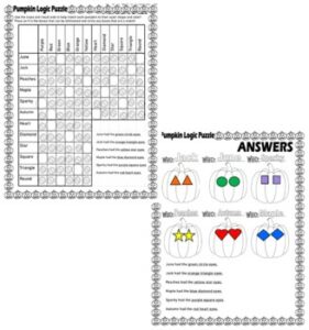 Fall Pumpkin Logic Puzzle Graph Reasoning Critical Thinking Skills Math ...
