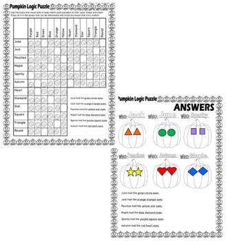 Fall Pumpkin Logic Puzzle Graph Reasoning Critical Thinking Skills Math ...