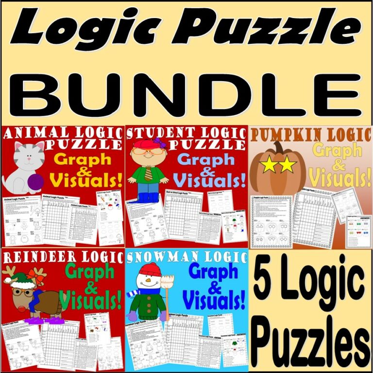 Logic Puzzle BUNDLE of 5 | Made By Teachers
