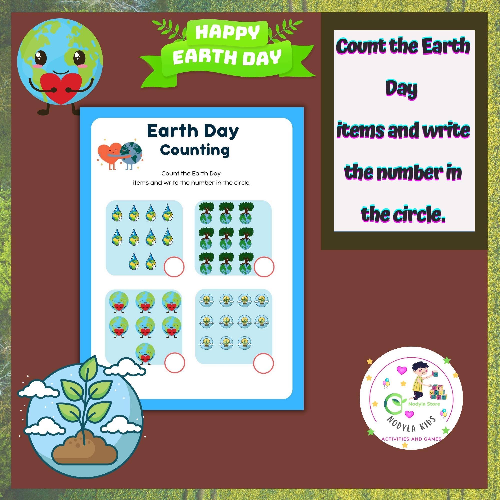 Earth Day Counting WorkSheets | April Activities | Made By Teachers