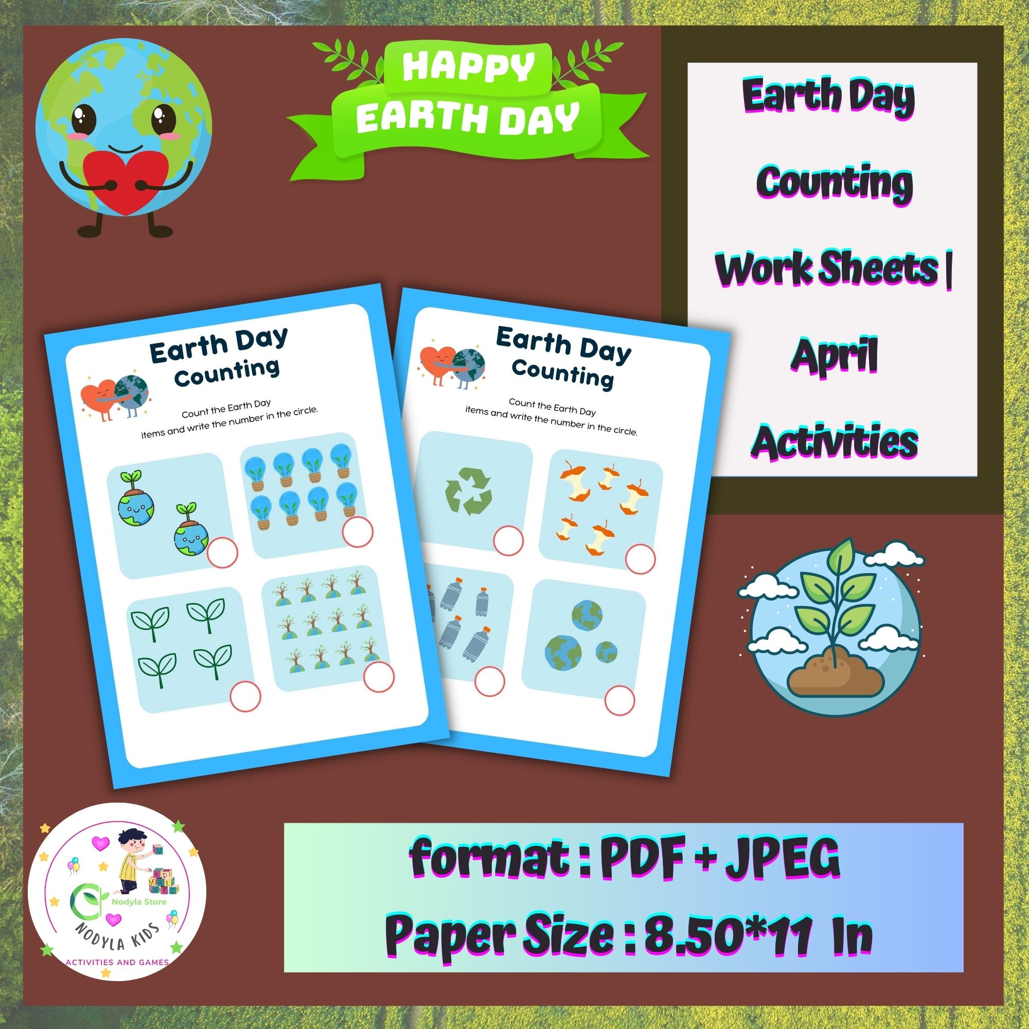 Earth Day Counting WorkSheets | April Activities | Made By Teachers