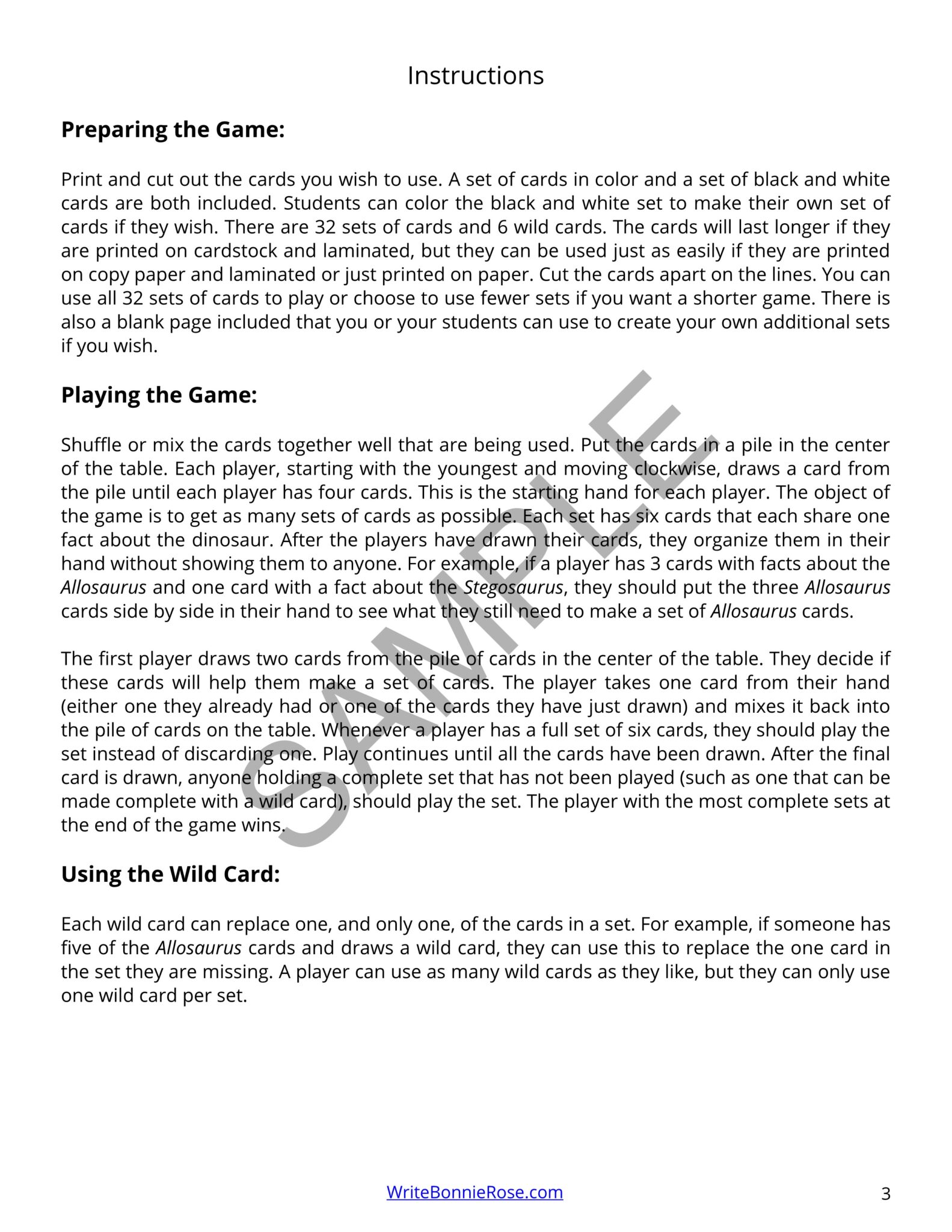 Types of Dinosaurs Card Game | Made By Teachers