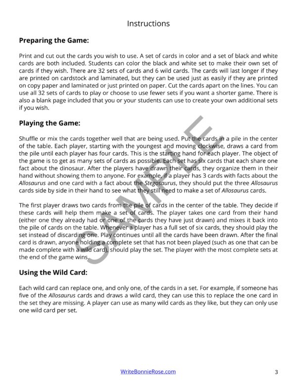 Types of Dinosaurs Card Game | Made By Teachers