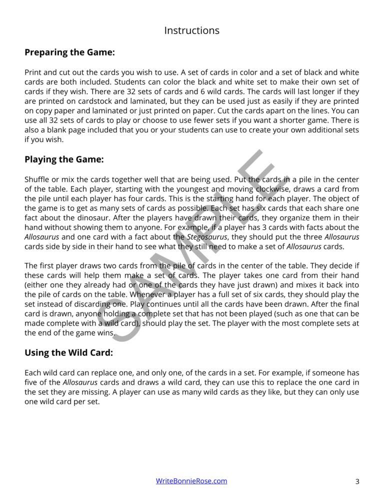 Types of Dinosaurs Card Game | Made By Teachers