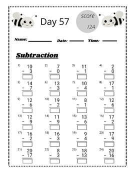 Addition and Subtraction Worksheets, 100 days of practice tests, 1st ...