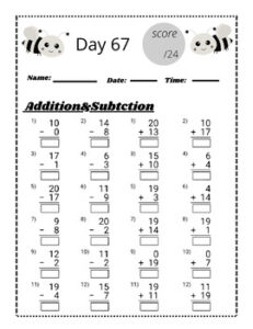 Addition and Subtraction Worksheets, 100 days of practice tests, 1st ...