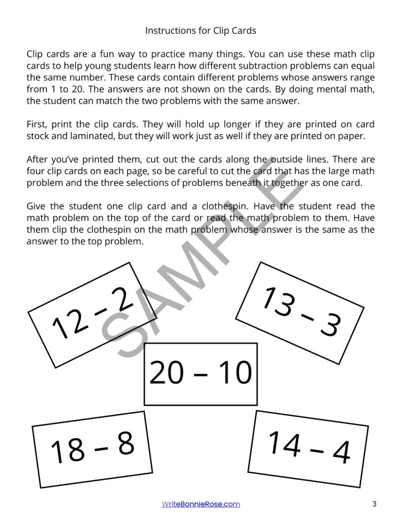 Math Clip Cards: Subtraction | Made By Teachers