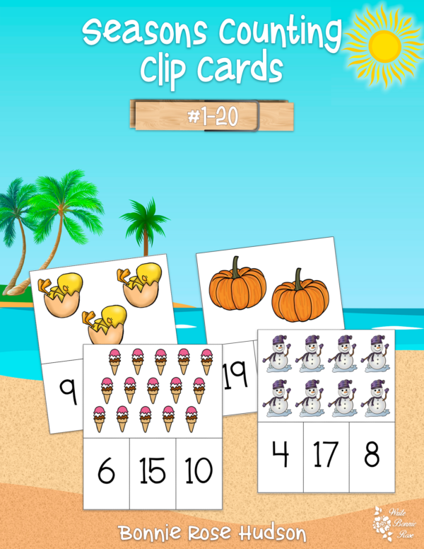 Seasons Counting Clip Cards | Made By Teachers