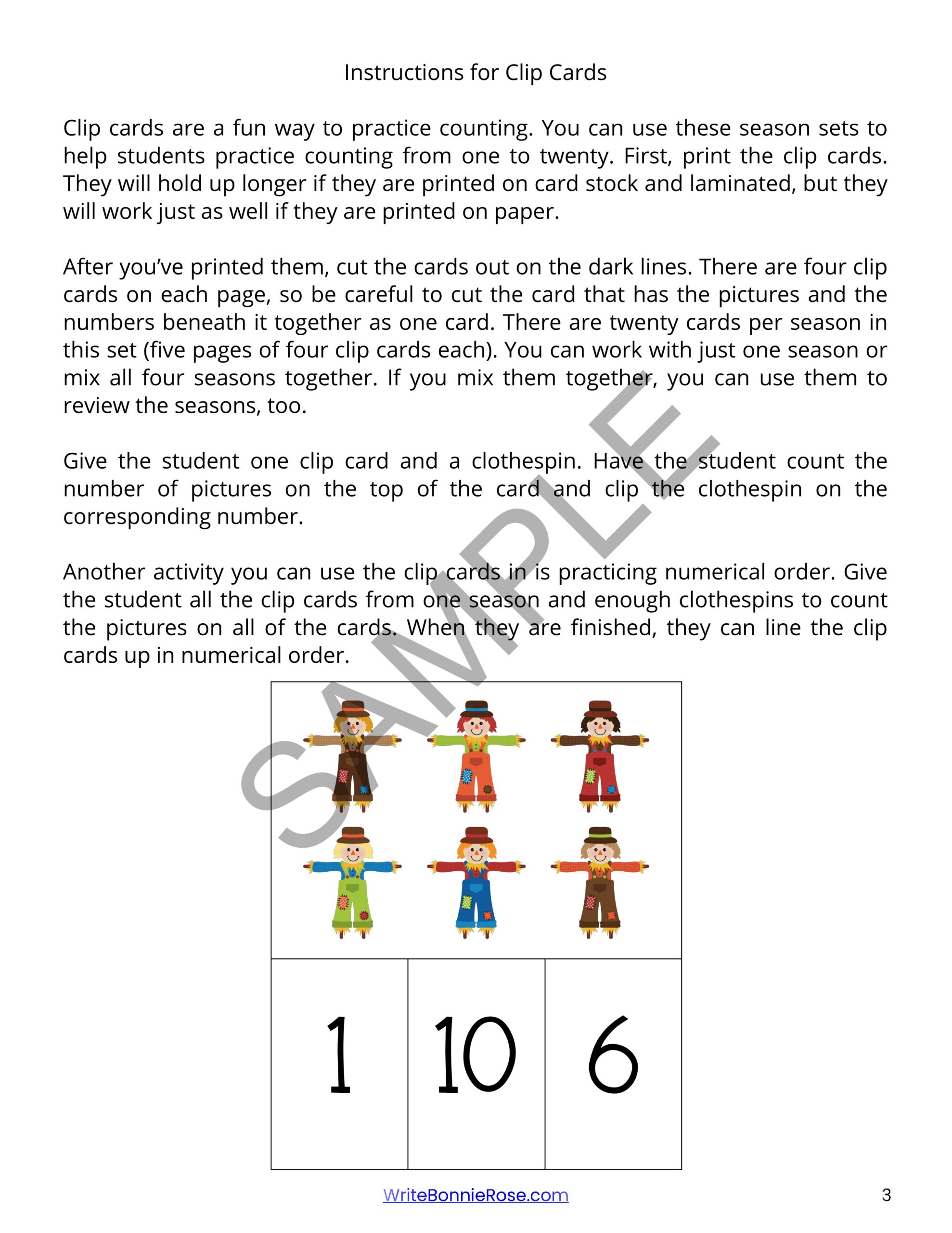 Seasons Counting Clip Cards | Made By Teachers