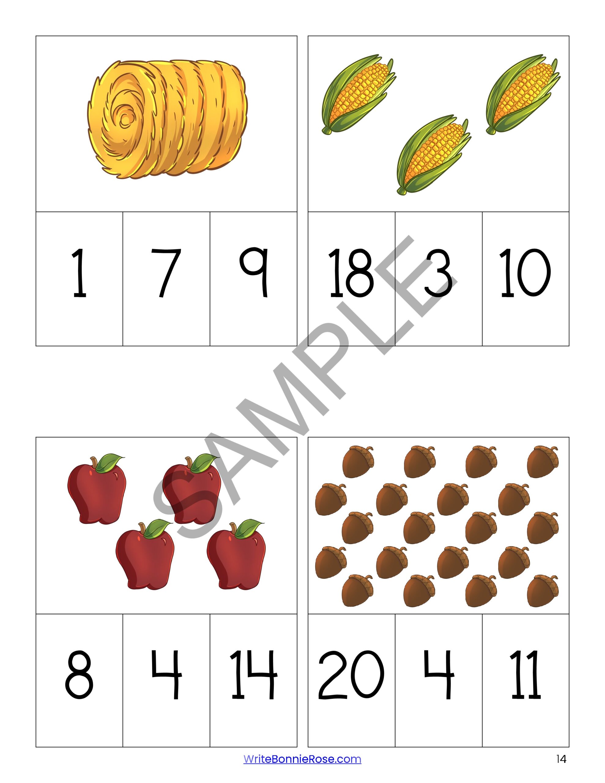 Seasons Counting Clip Cards | Made By Teachers
