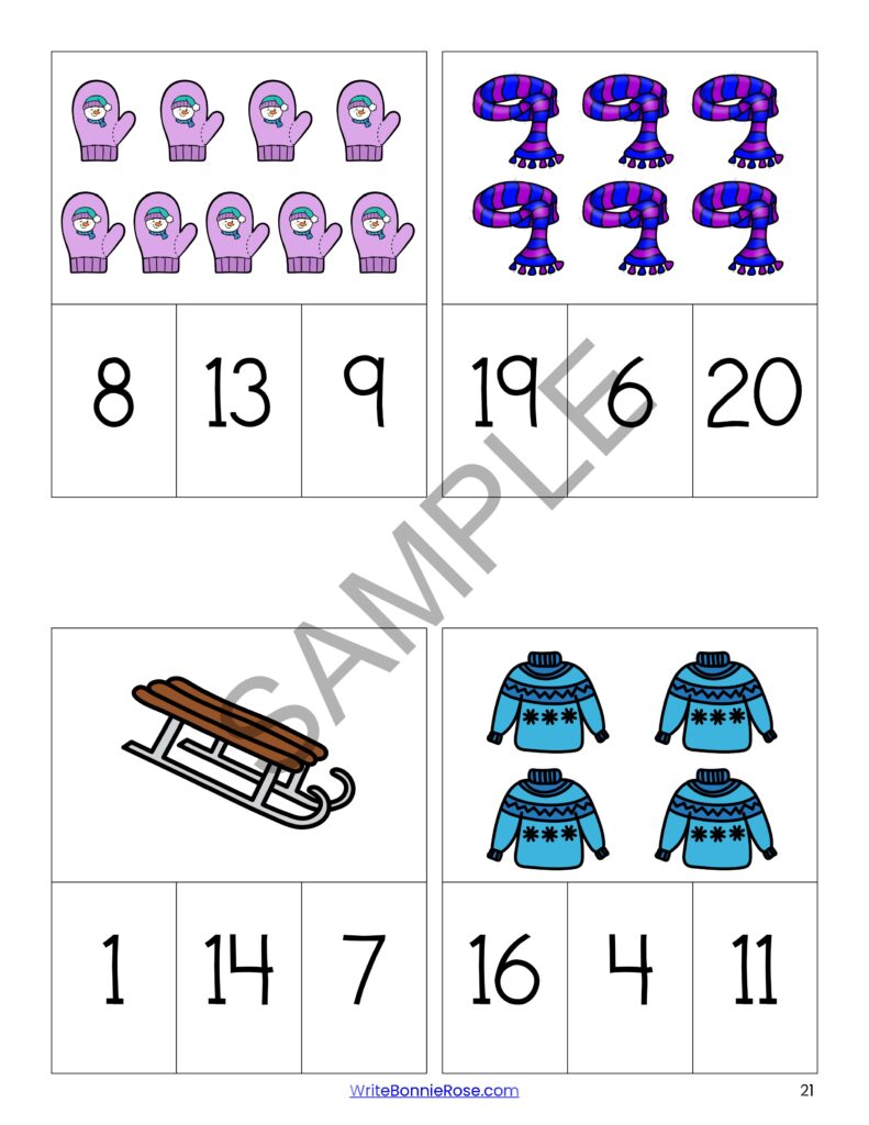 Seasons Counting Clip Cards | Made By Teachers