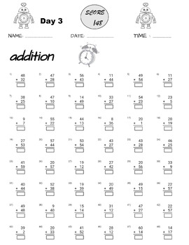 Addition and Subtraction Worksheets, 100 days of practice tests, 2nd ...