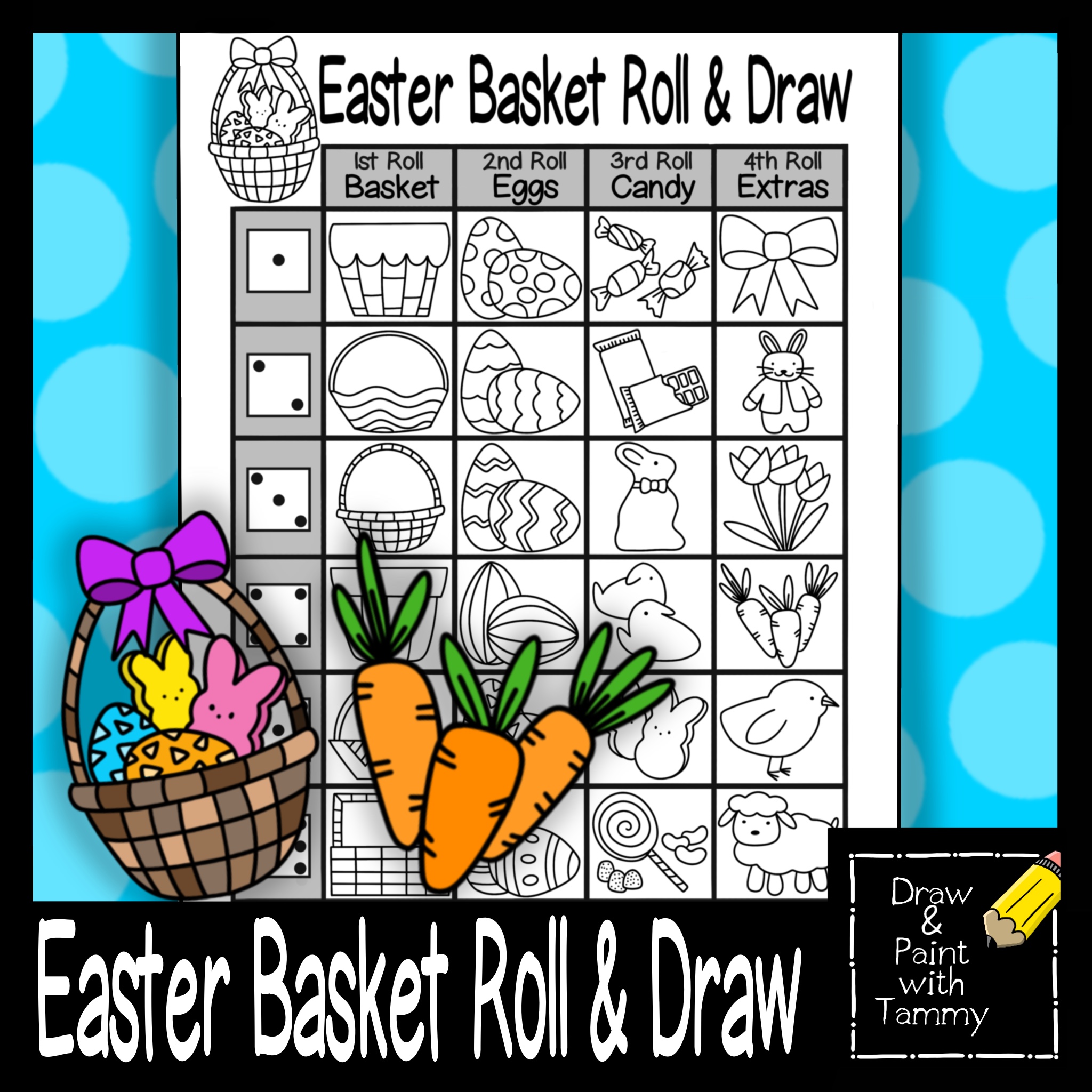 Roll an Easter Basket Roll and Draw Art Game Art Sub Lesson | Made By ...