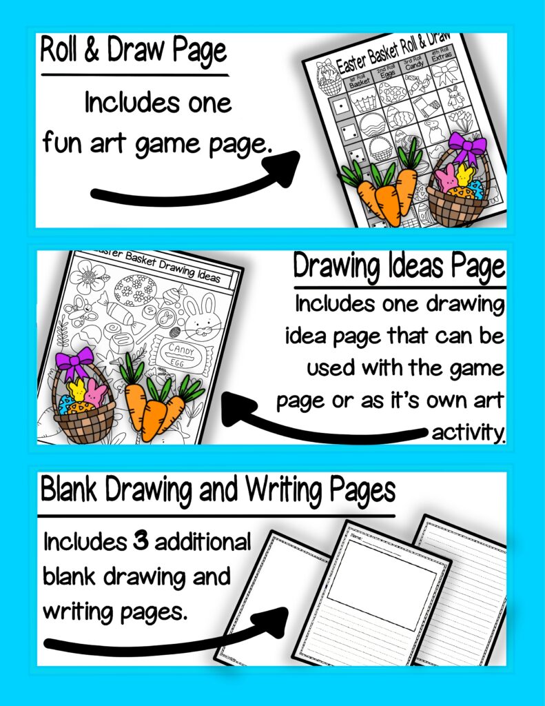 Roll an Easter Basket Roll and Draw Art Game Art Sub Lesson | Made By ...