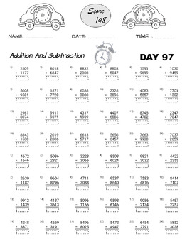 Addition and Subtraction Worksheets, 100 days of practice tests, 5th ...
