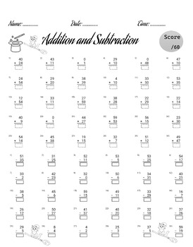 Addition and Subtraction Worksheets Within 60, 2nd Grade Math Facts ...
