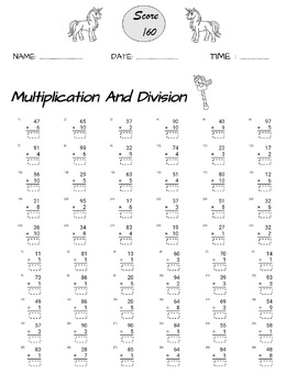 Multiplication and Division Worksheets Within 100, 2nd Grade Math Facts ...