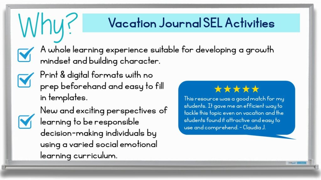 Vacation Journal - SEL Writing Journaling Activities - Print and ...