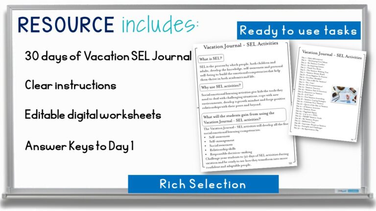 Vacation Journal - SEL Writing Journaling Activities - Print and ...