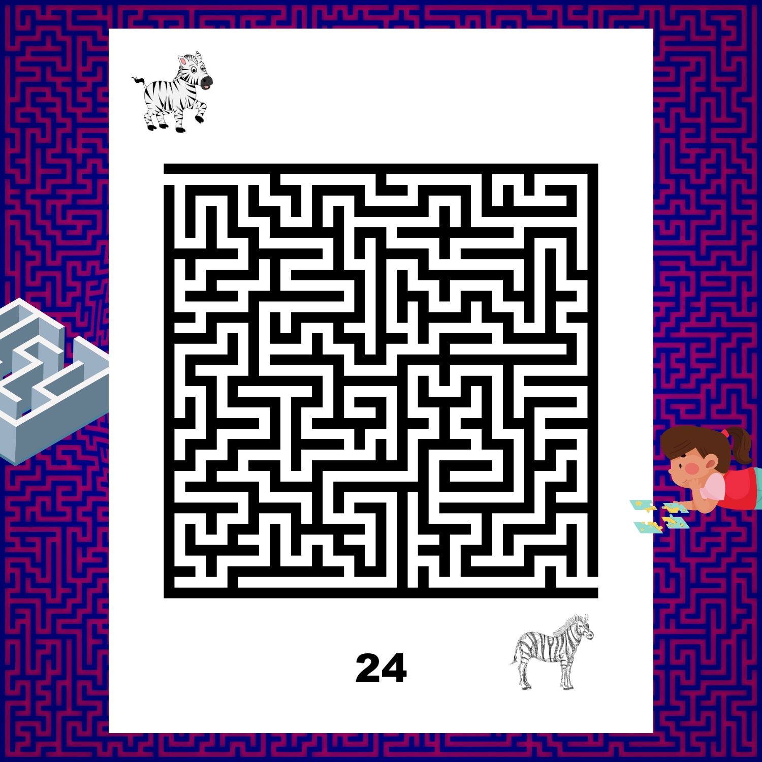 Intermediate Challenging Mazes activity Worksheet Design With Solution ...