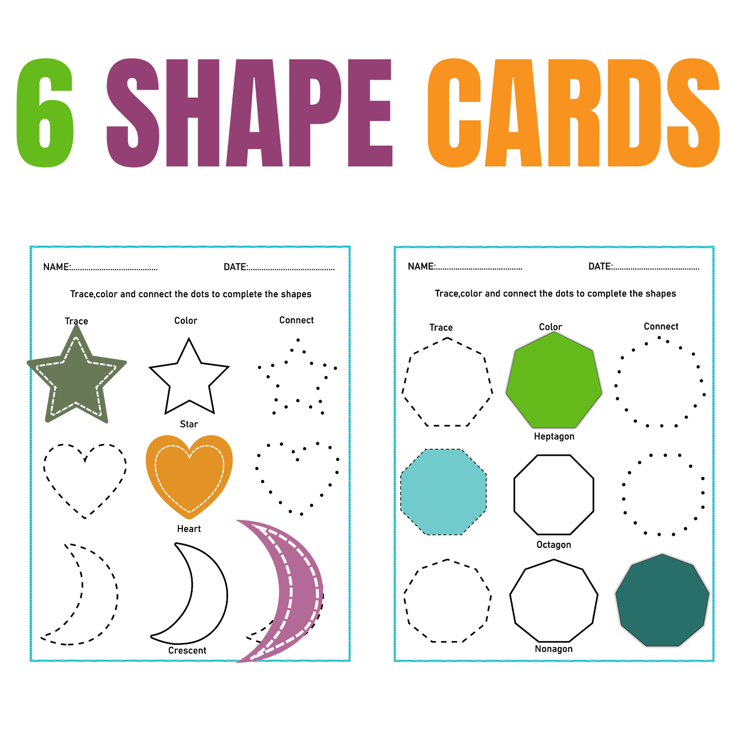 Geometric Shapes Coloring Book|18 Shapes Tracing, Drawing and Coloring ...