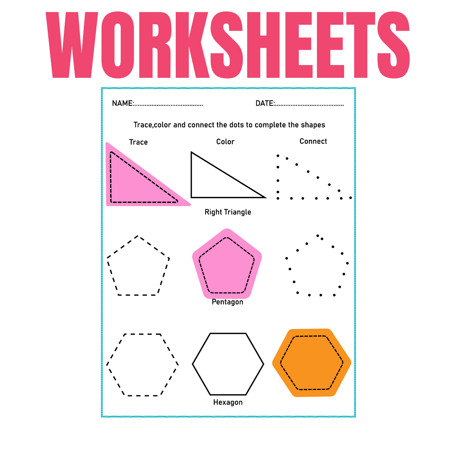 Geometric Shapes Coloring Book|18 Shapes Tracing, Drawing and Coloring ...
