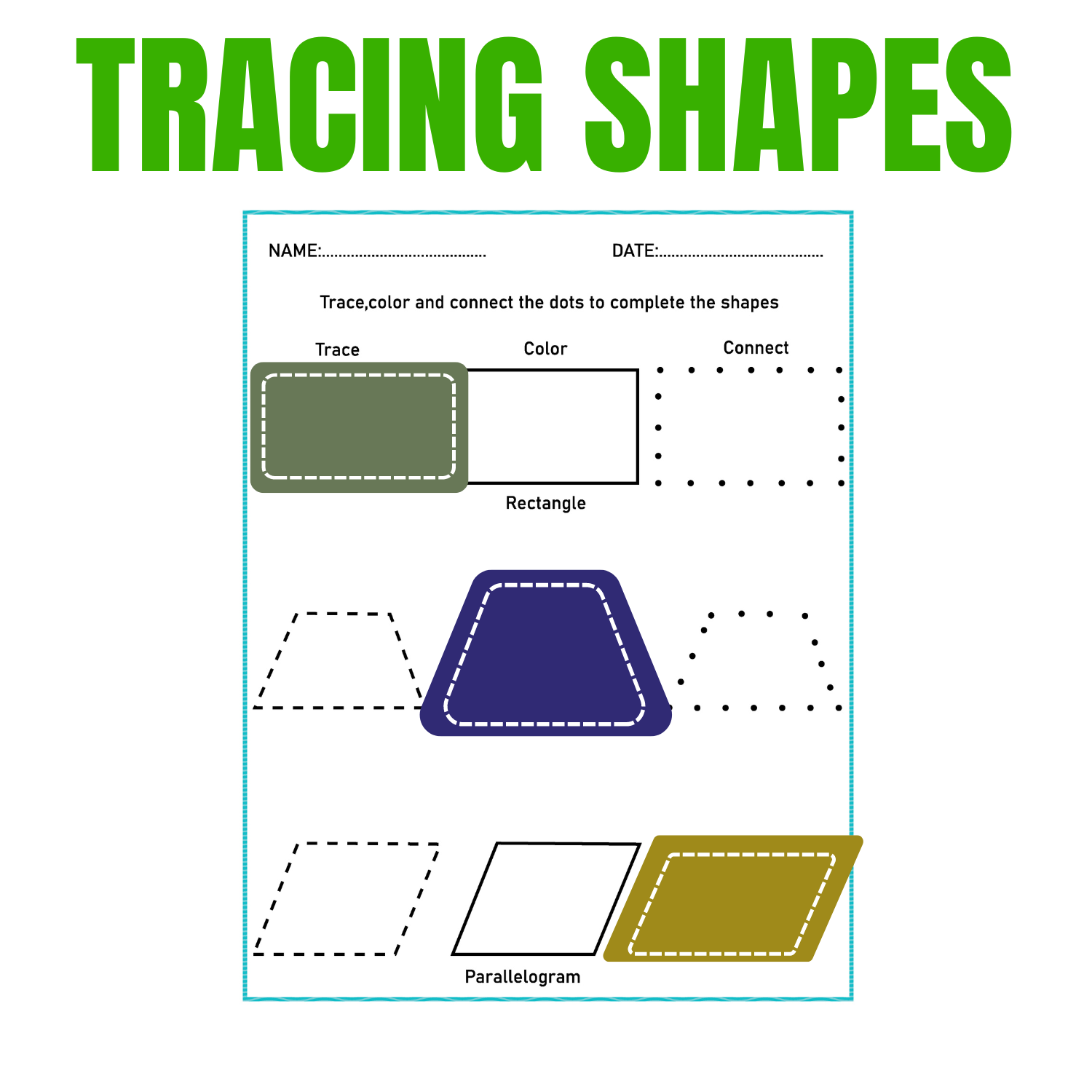 Geometric Shapes Coloring Book|18 Shapes Tracing, Drawing and Coloring ...