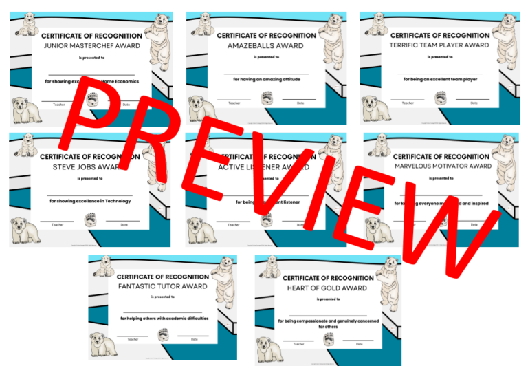 Editable Student Award Certificates Polar Bear Theme | Made By Teachers