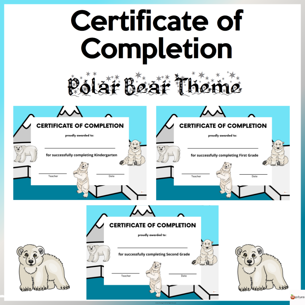 Editable Certificate of Completion and Promotion Polar Bear Theme ...