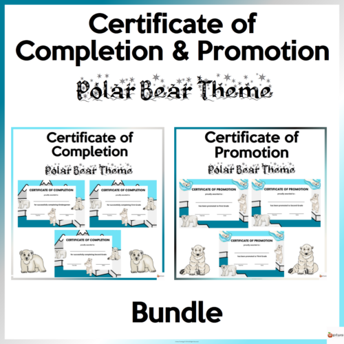 Editable Certificate of Completion and Promotion Polar Bear Theme ...