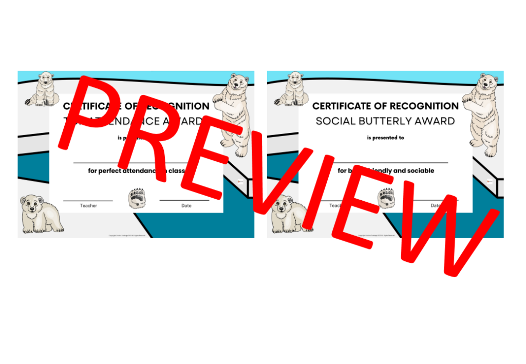 End of Year, Certificate of Completion and Promotion Polar Bear Theme ...