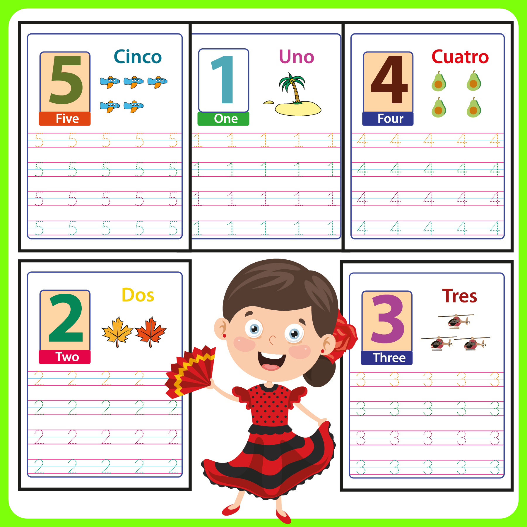 free Spanish - English Number Tracing pages - free and great gift for ...
